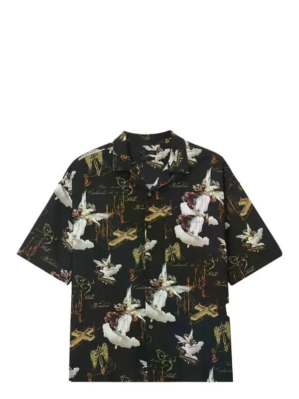 FIVE CM Short-sleeve Patterned Shirt - Black