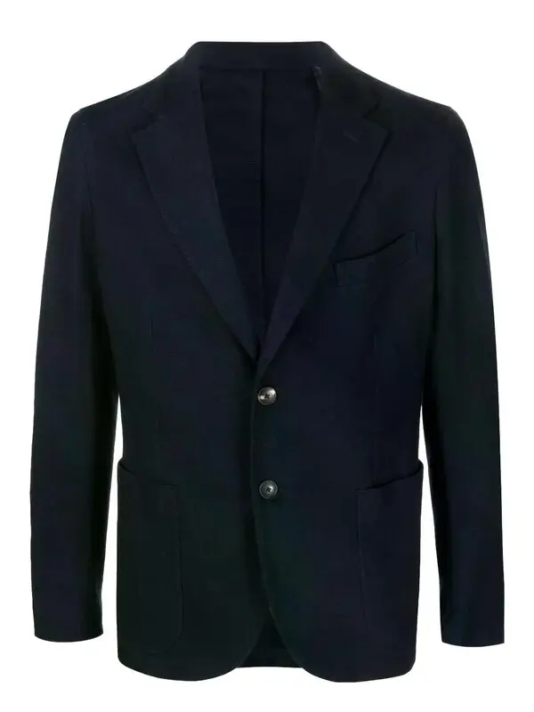 BARBA NAPOLI Single-breasted Cotton Blazer - Blue