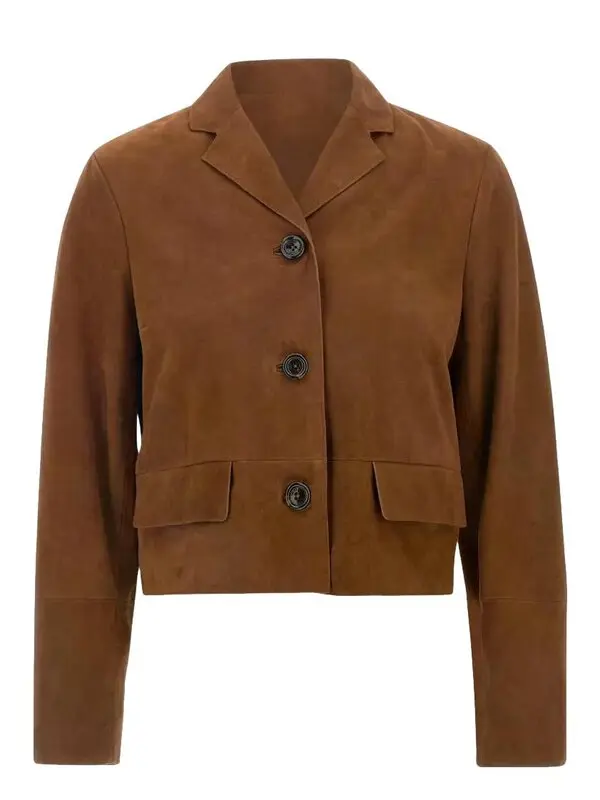 Liu Jo Leather Cropped Jacket - Brown