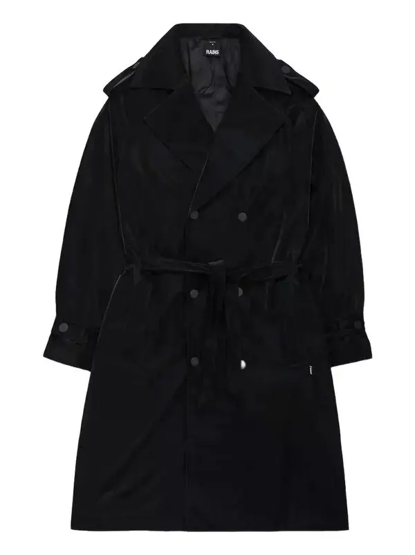 Rains Belted Double-breasted Trench Coat - Black