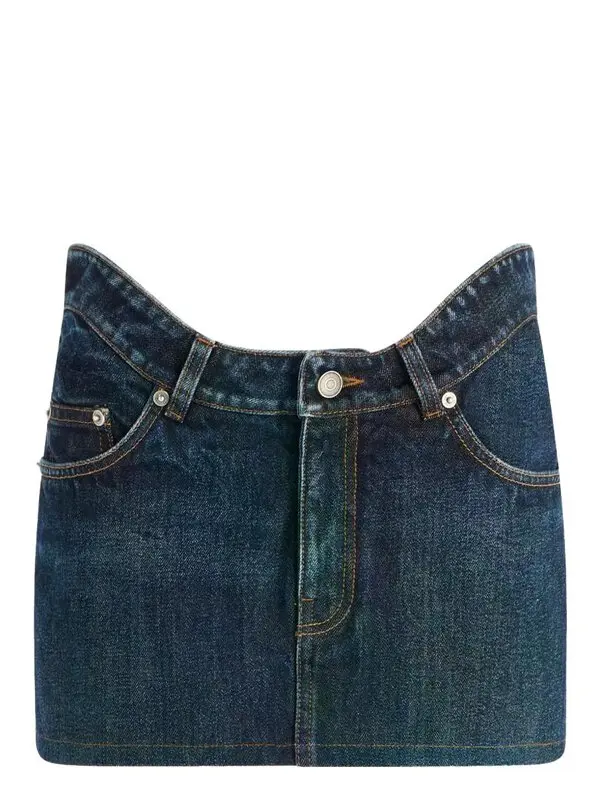 JEAN PAUL GAULTIER Curved Denim Mini Skirt - Blue