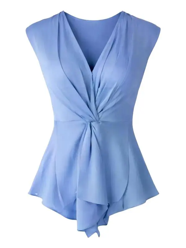 NOUVELLE SILK95FIVE Ceres V-neck Top - Blue