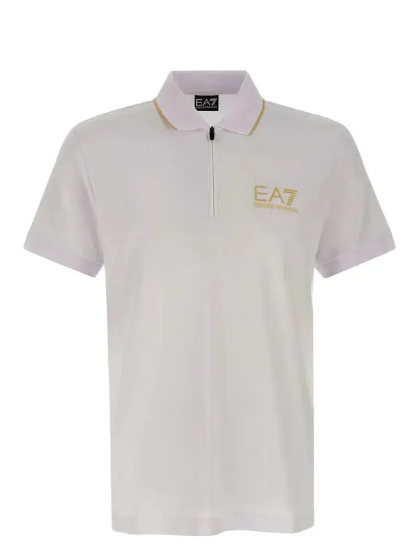 EA7 Zip-up Logo-detail Polo Shirt - White