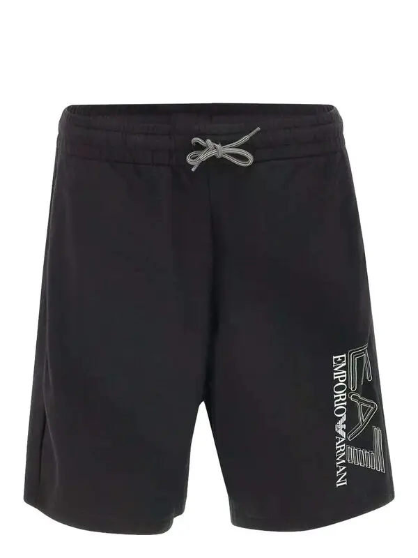 EA7 Logo Drawstring Shorts - Black