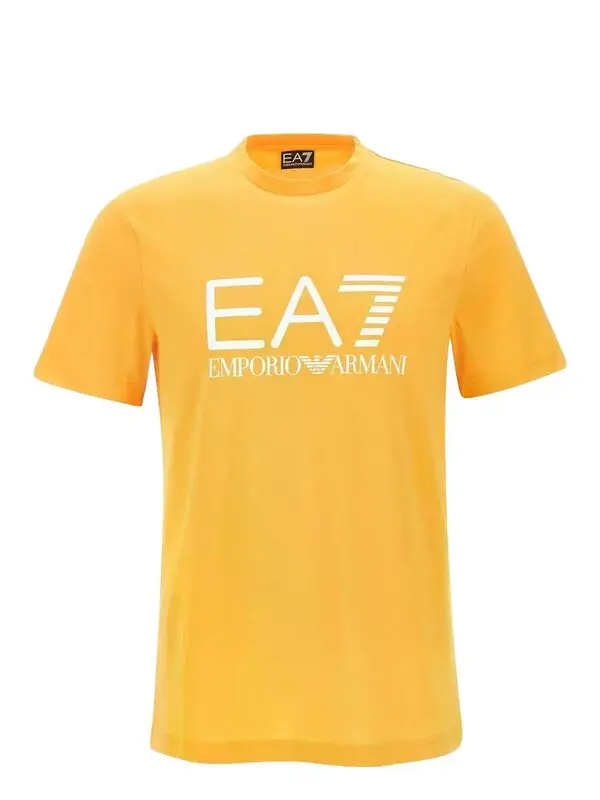 EA7 Logo-print Crew-neck T-shirt - Orange