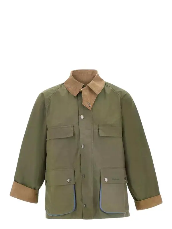 Barbour Flap Pockets Ribbed Cotton Jacket - Green