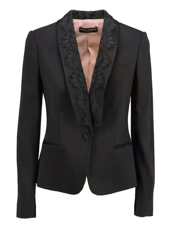 Dolce & Gabbana Vintage Lace Lapel Jacket - Black