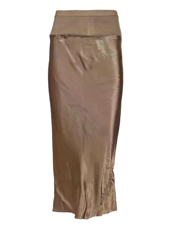 Rick Owens Ribbed Waist Bias Skirt - Brown