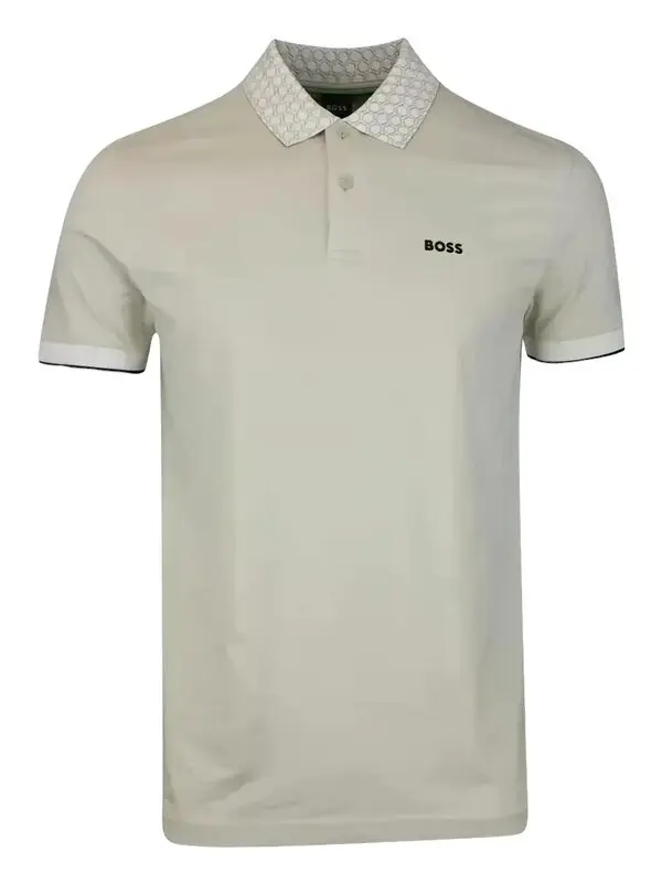 BOSS Paddy Patterned Collar Polo Shirt - Neutrals