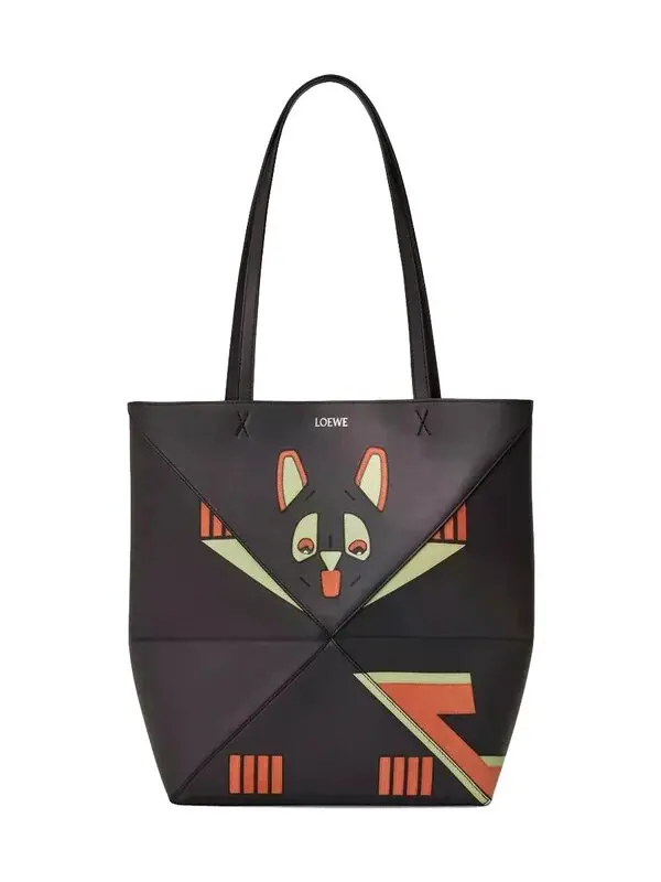 Loewe X Louis Wain Medium Futurism Cat Puzzle Fold Tote - Brown