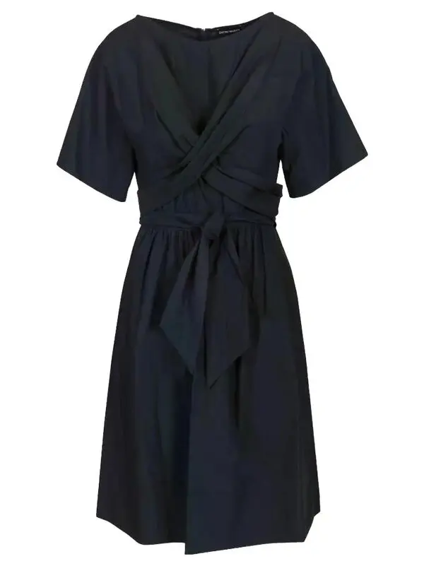 Emporio Armani V-neck Belted Midi Dress - Blue