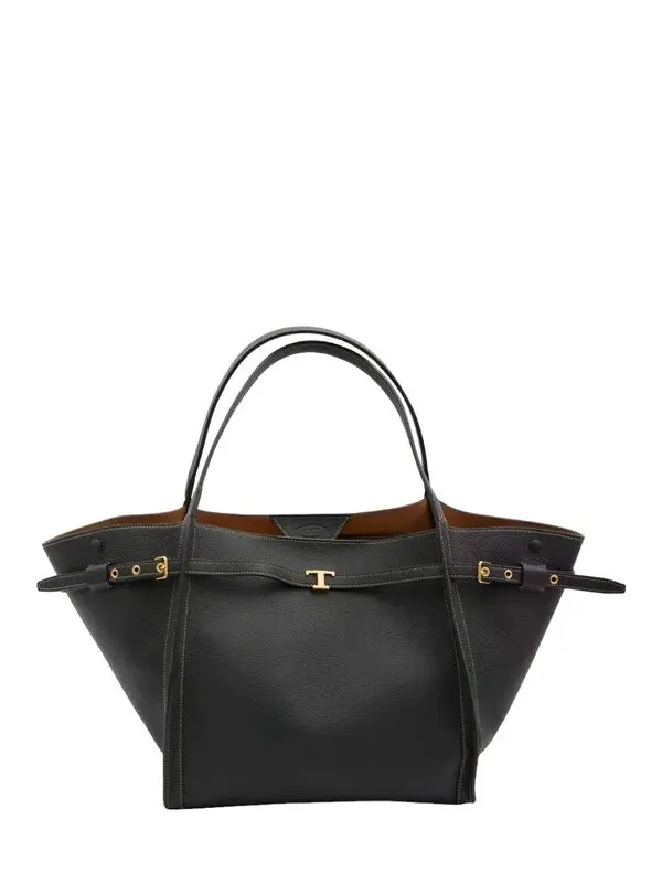 TOD'S Hammered Leather Tote Bag - Black