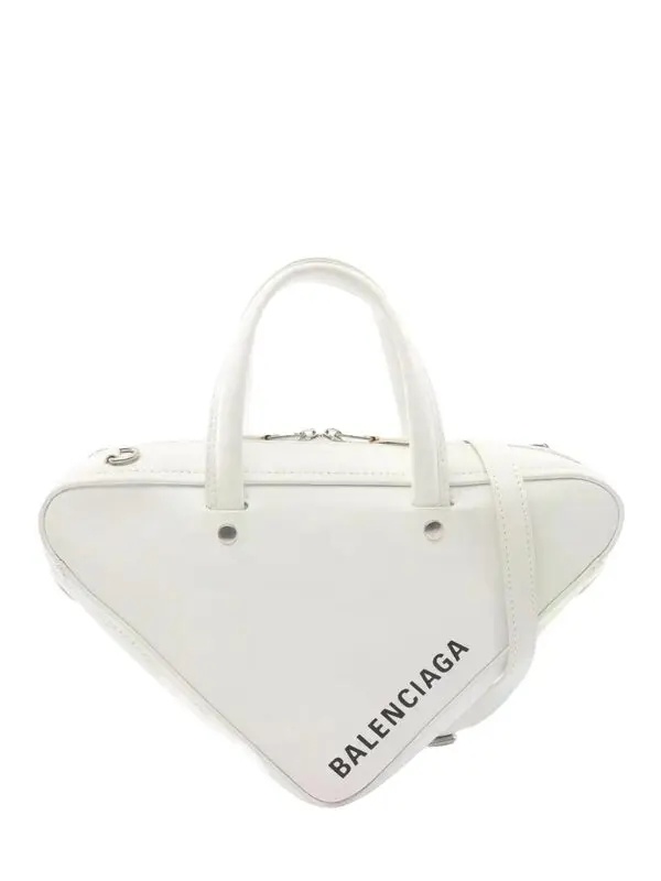 Balenciaga 2010-2025 S Leather Triangle Duffle Bag - White