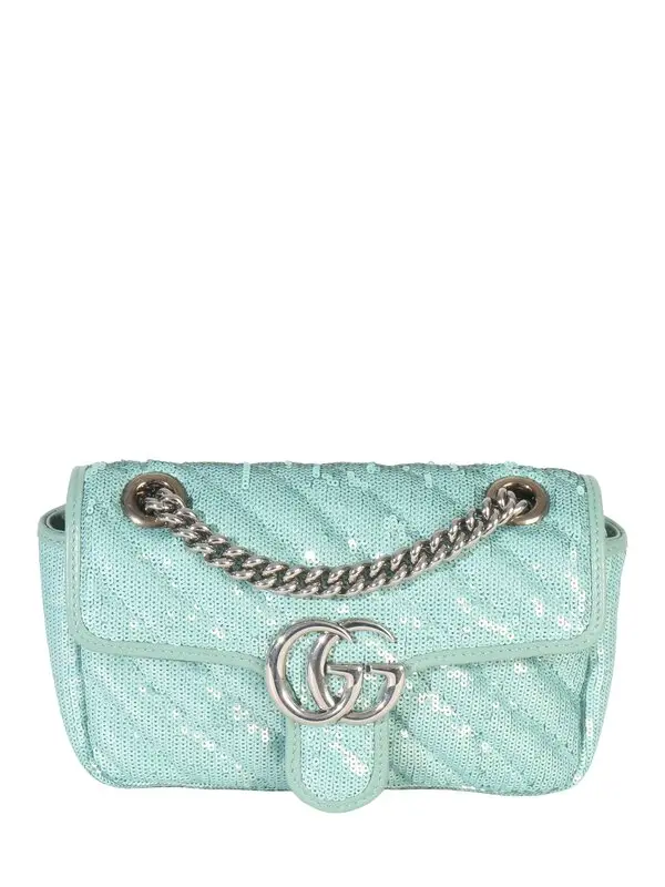 Gucci Sequin Gg Marmont Shoulder Bag - Blue