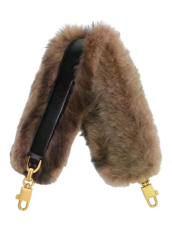 Dolce & Gabbana Shearling And Palmellato Calfskin Bag Shoulder Strap - Brown