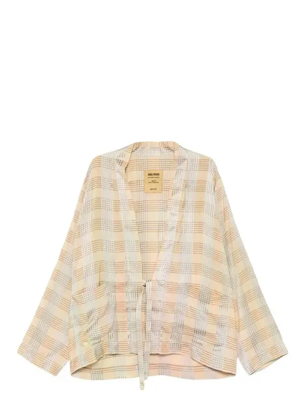 UMA WANG Tie Detailed Plaid Jacket - Neutrals