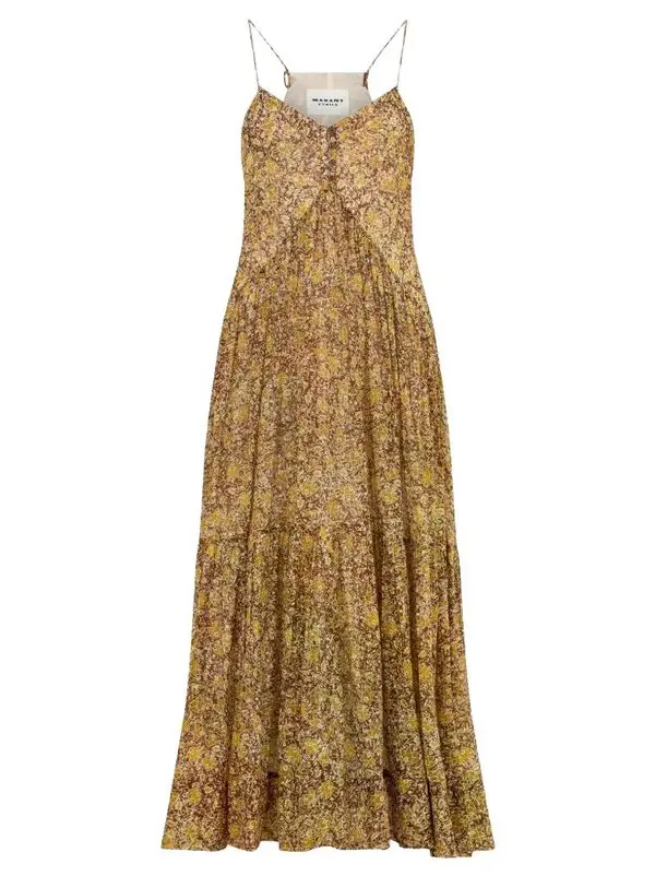 MARANT ETOILE Sabba Floral-print Tiered Dress - Brown