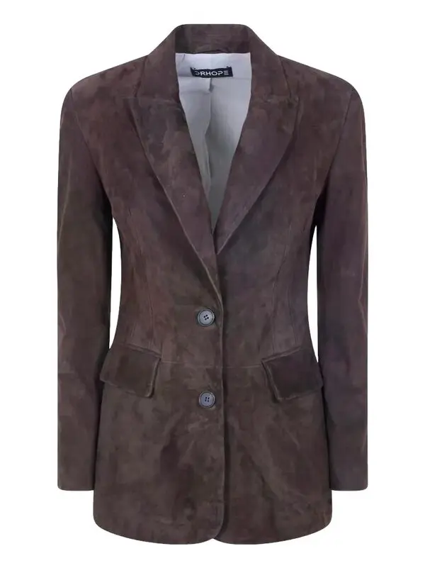 DRHOPE Suede Button Blazer - Brown