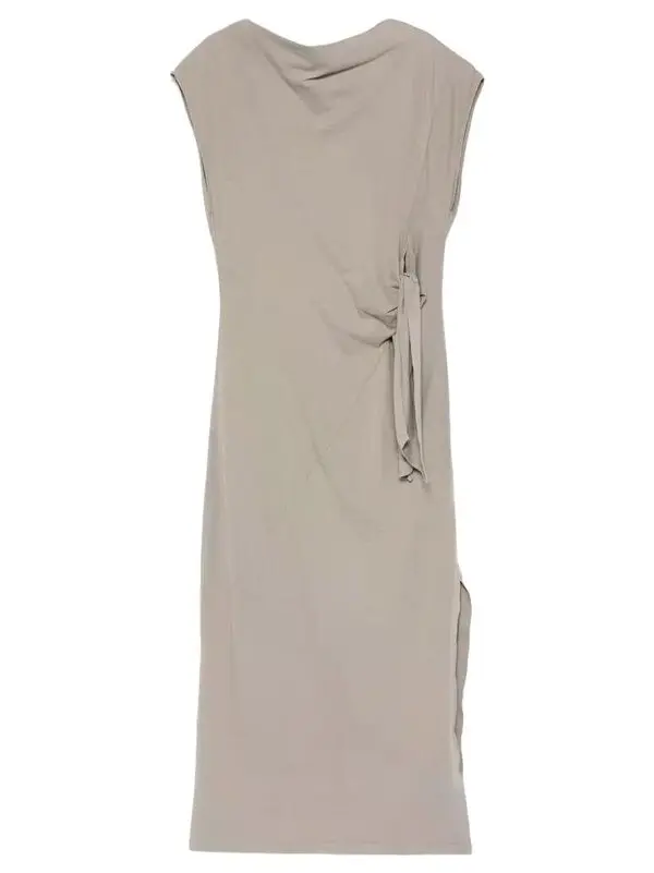 TELA D. Mauritius Tie-detail Midi Dress - Grey