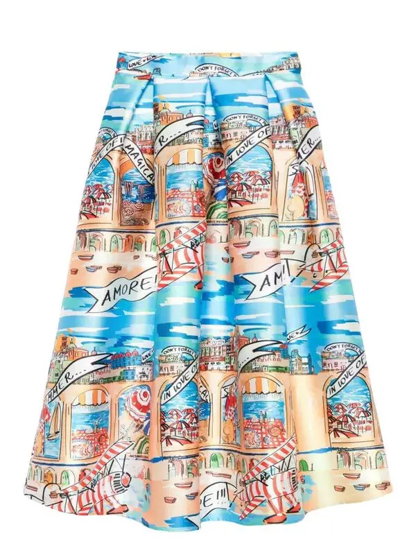 ALESSANDRO ENRIQUEZ Printed Midi Skirt - Blue