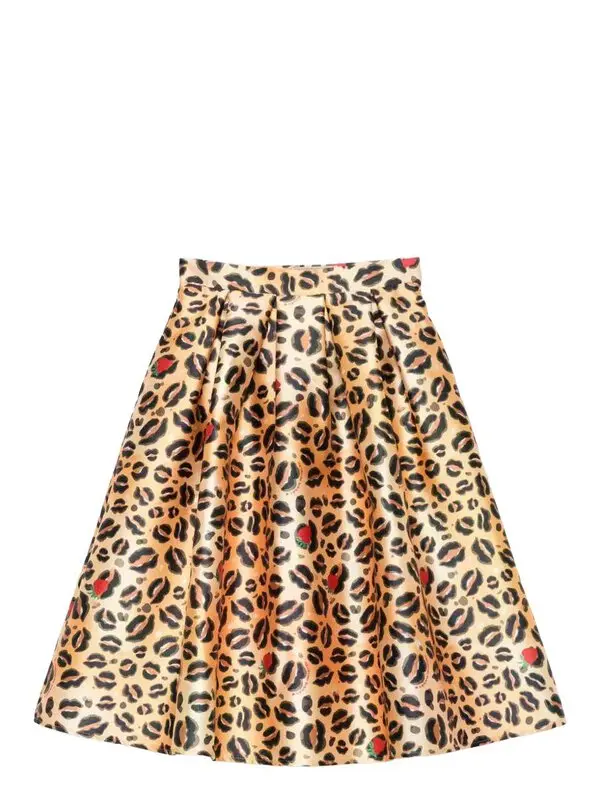 ALESSANDRO ENRIQUEZ Animal-print A-line Midi Skirt - Neutrals