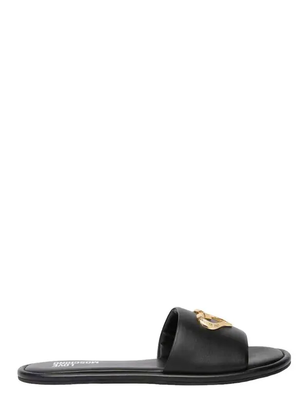Moschino Heart Detail Slides - Black