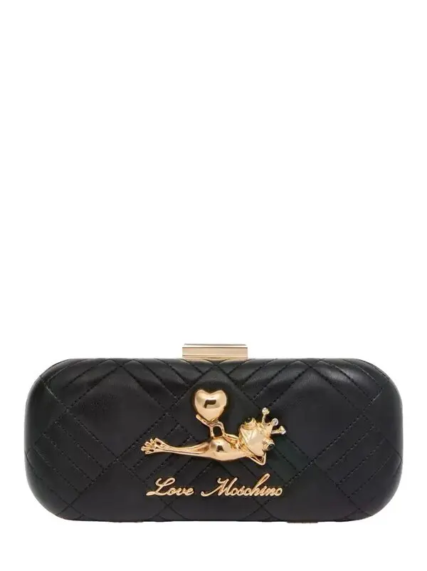 Moschino Quilted Embellished Clutch - Black
