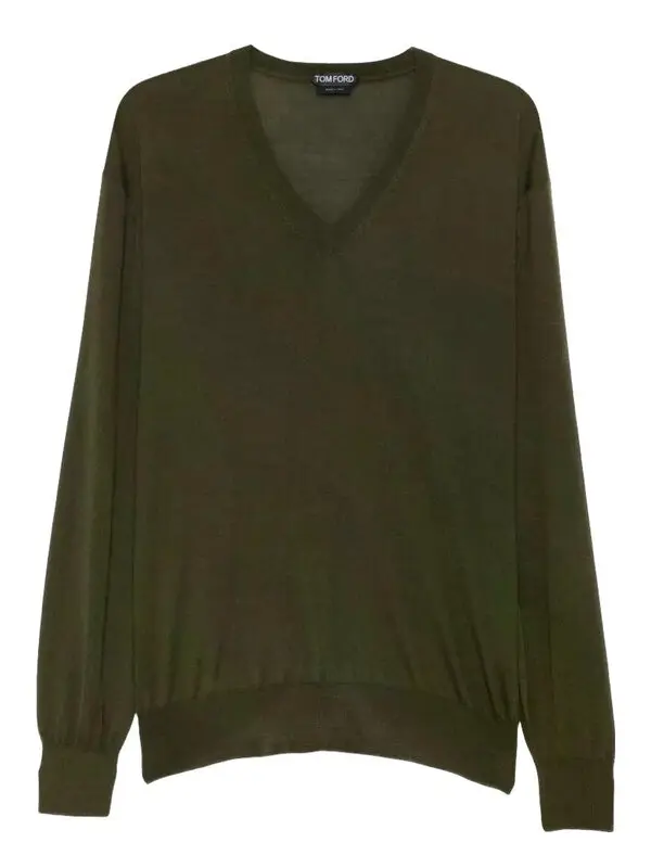 TOM FORD V-neck Cashmere Sweater - Green