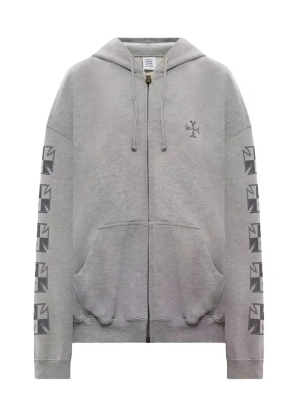 Vetements Biker Cross Sleeves Zip-up Hoodie - Grey