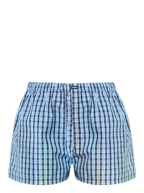 Vetements Checked Mini Shorts - Blue