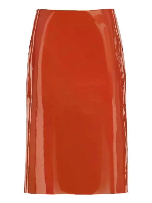 FERRAGAMO Patent Leather Pencil Skirt - Orange