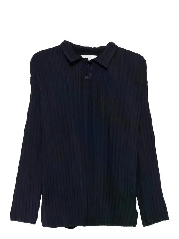 GONGDID DESIGN Pleated Polo Shirt - Blue