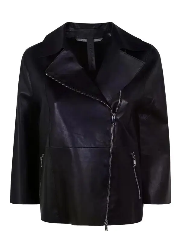 THE JACKIE LEATHERS Leather Zip-up Jacket - Black