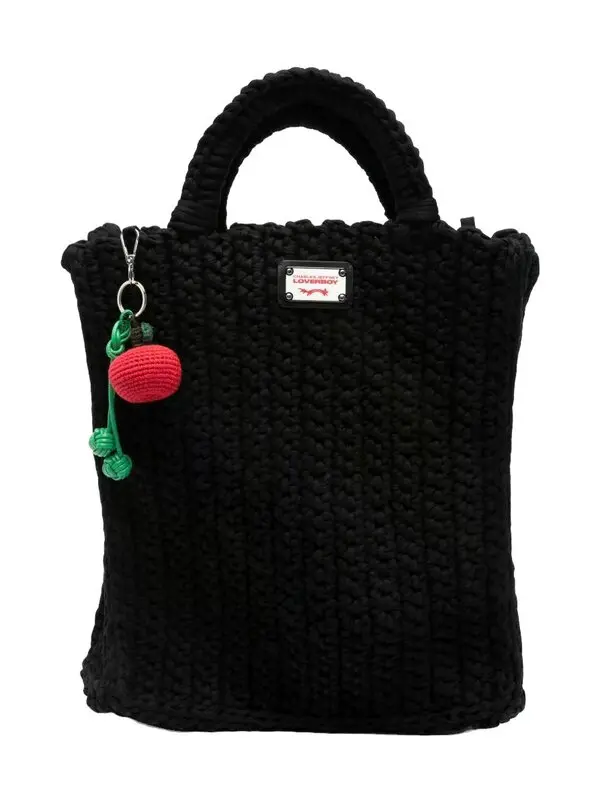 CHARLES JEFFREY Apple-charm Tote Bag - Black