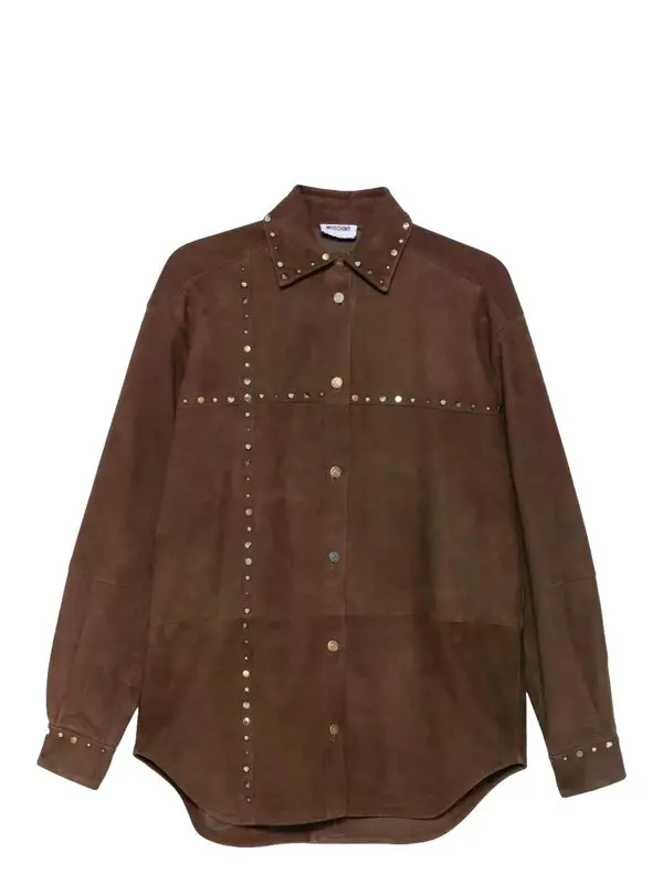 Moschino Stud-embellished Suede Shirt - Brown