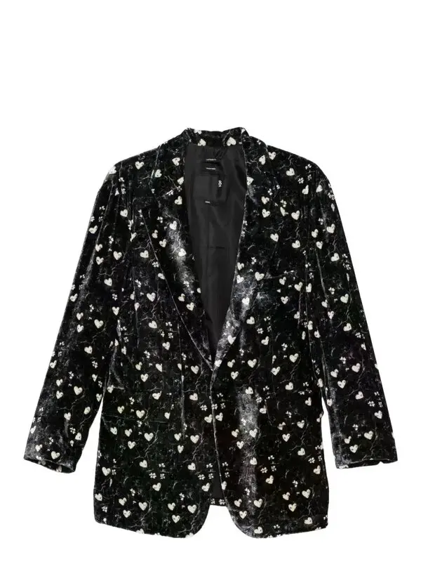 R13 Ragged Heart-print Blazer - Black