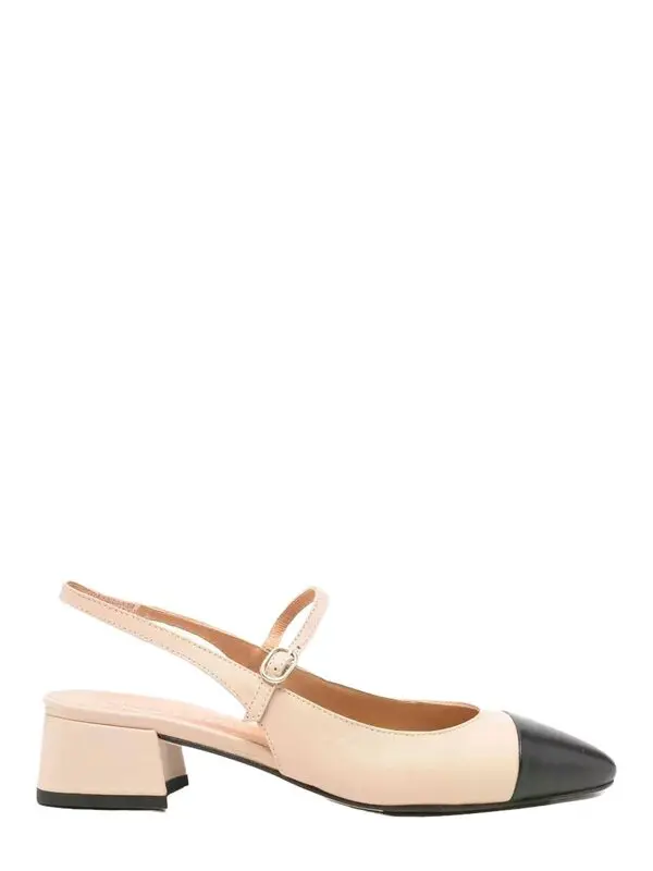 JULIE DEE Cap-toe Slingback Heeled Pumps - Neutrals