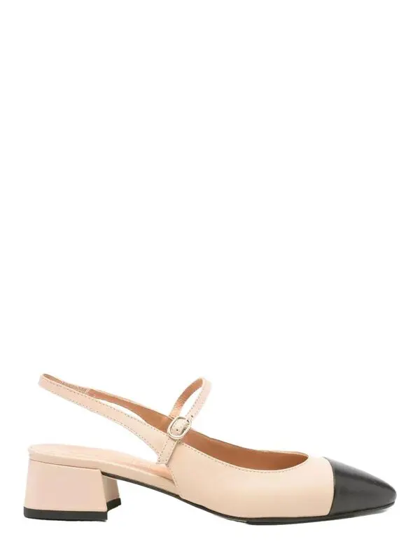 JULIE DEE Cap-toe Slingback Heeled Pumps - Neutrals