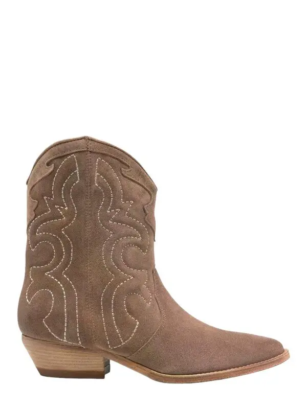 JULIE DEE Embroidered Cowboy Boots - Brown
