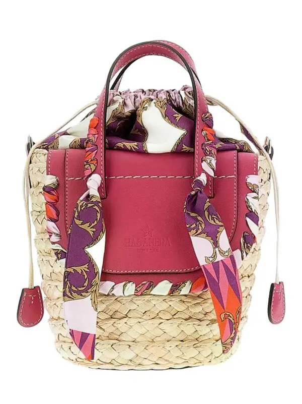 CUBA LAB Scarf Leather Bucket Bag - Neutrals