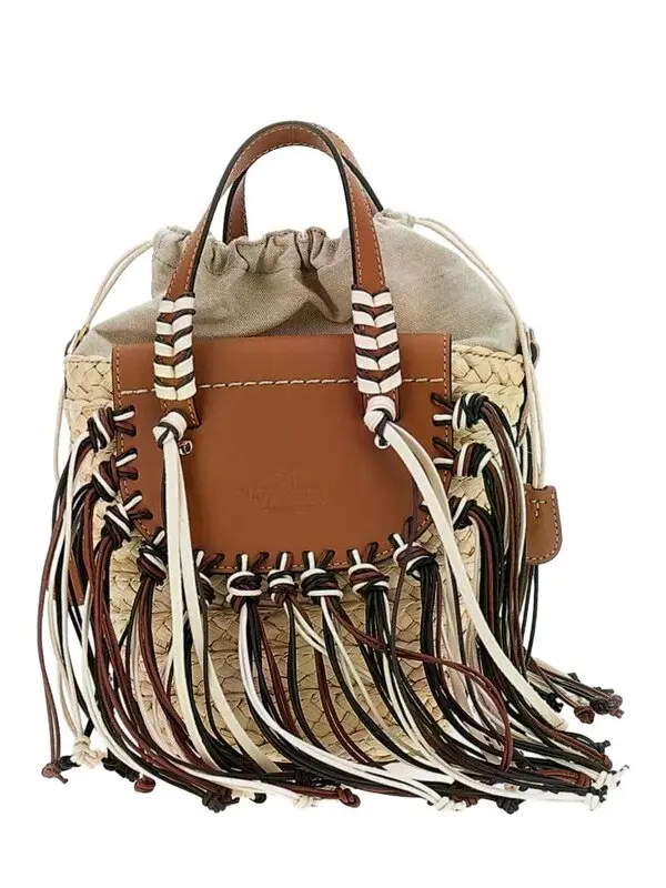 CUBA LAB Tassel Top-handle Clutch Bag - Neutrals