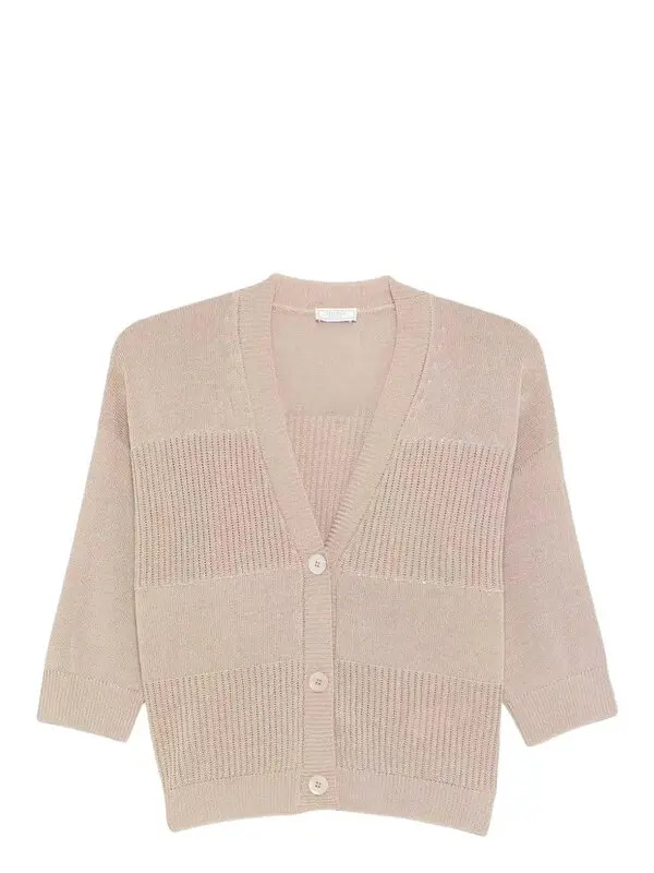 Peserico V-neck Ribbed Cardigan - Neutrals