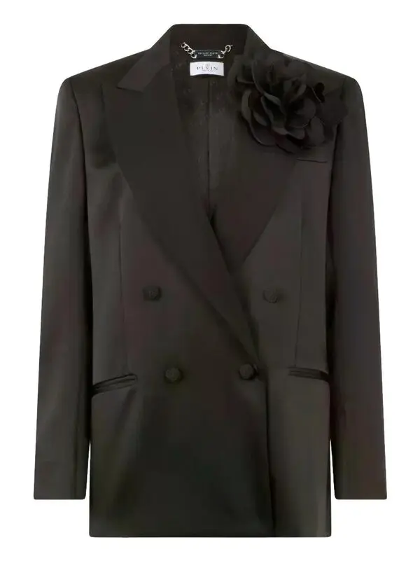 Philipp Plein Double-breasted Satin Blazer - Black