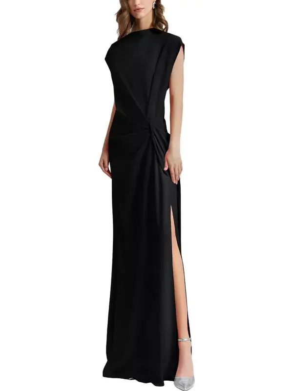 GEMY MAALOUF Loose-cut Draping Maxi Dress - Black