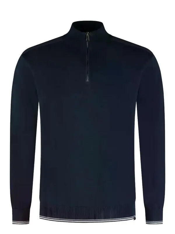 Paul & Shark Zip-up Striped Sweater - Blue