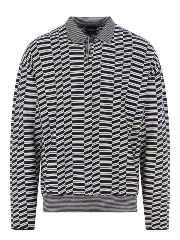 Giorgio Armani Striped Polo Shirt - Blue