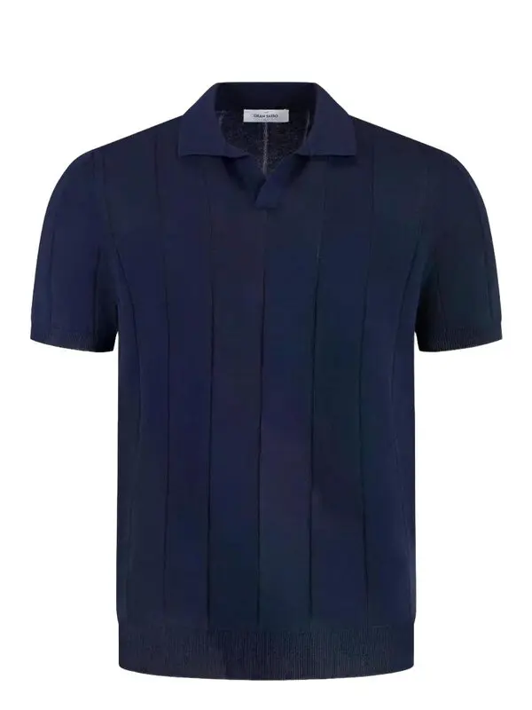 GRAN SASSO Ribbed Polo Shirt - Blue