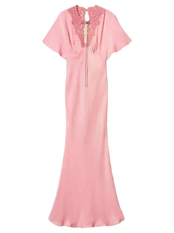 TWINSET Short-sleeve Maxi Dress With Back Opening - Pink