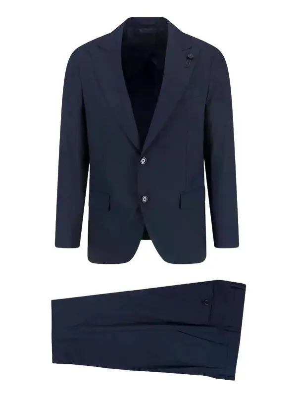 LARDINI Single-breasted Virgin Wool Suit - Blue