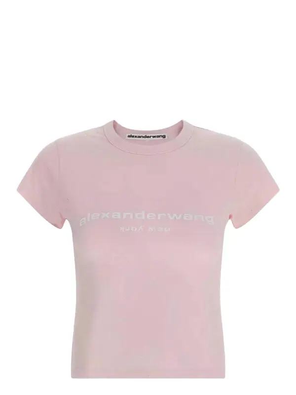 Alexander Wang Crystal Logo Baby Tee - Pink